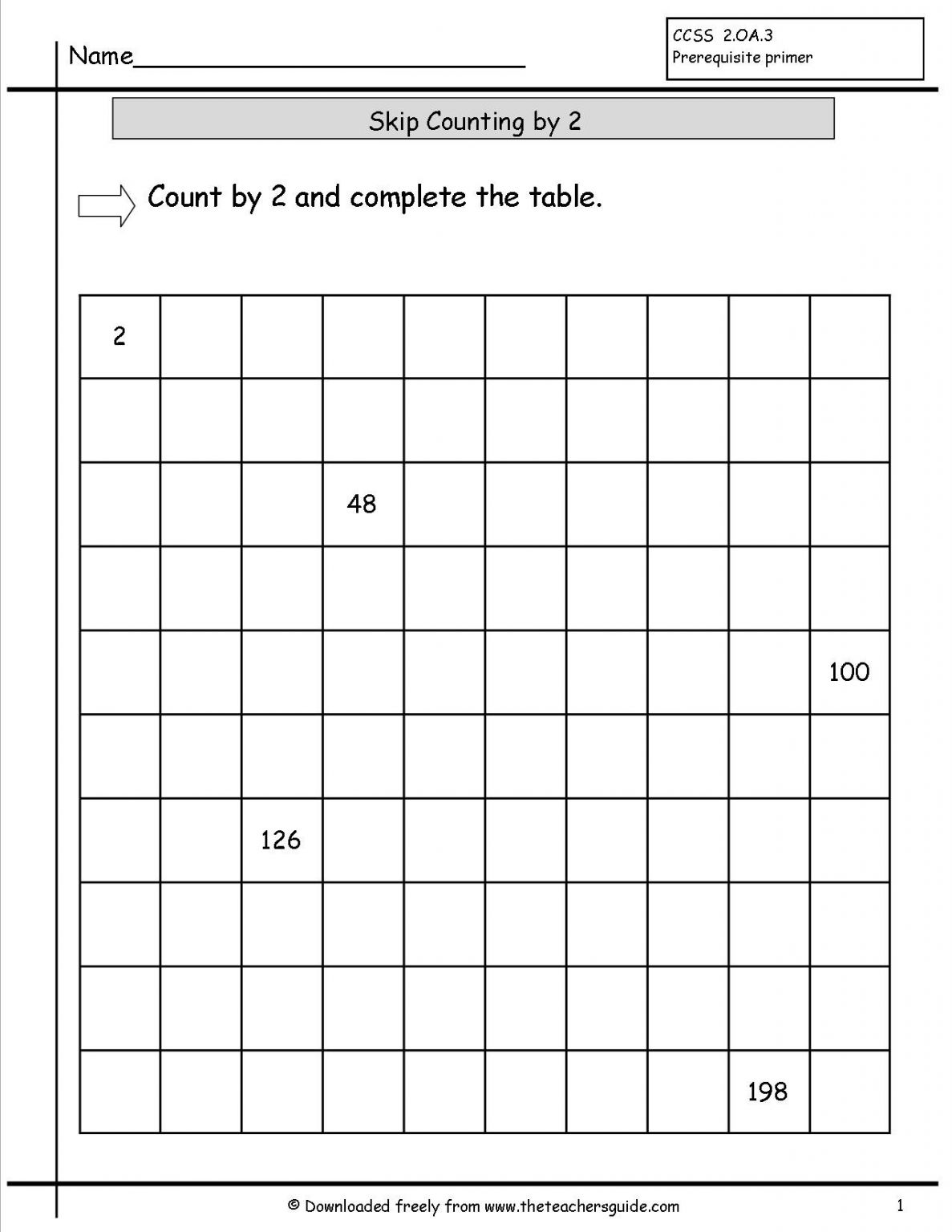 5 Free Math Worksheets Second Grade 2 Skip Counting Skip Counting by 20 ...