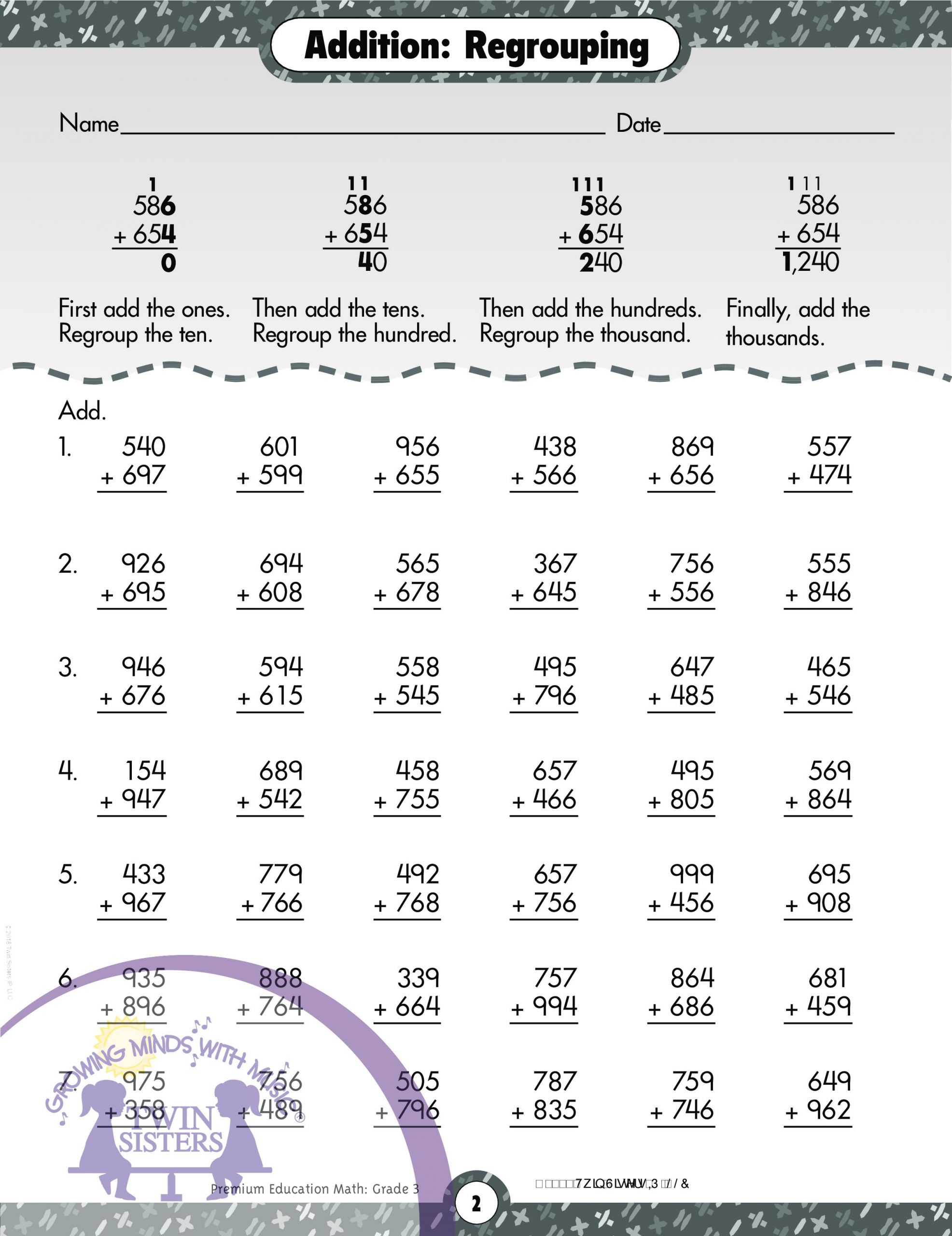 3 3 Digit Addition With Regrouping AMP