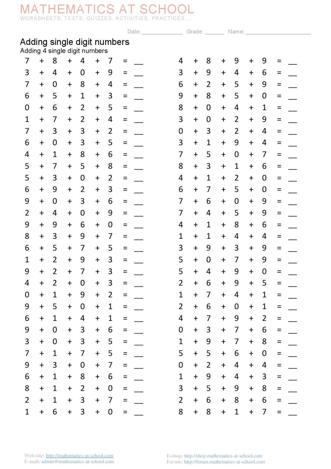 5 Free Math Worksheets First Grade 1 Subtraction Add and Subtract 3 ...