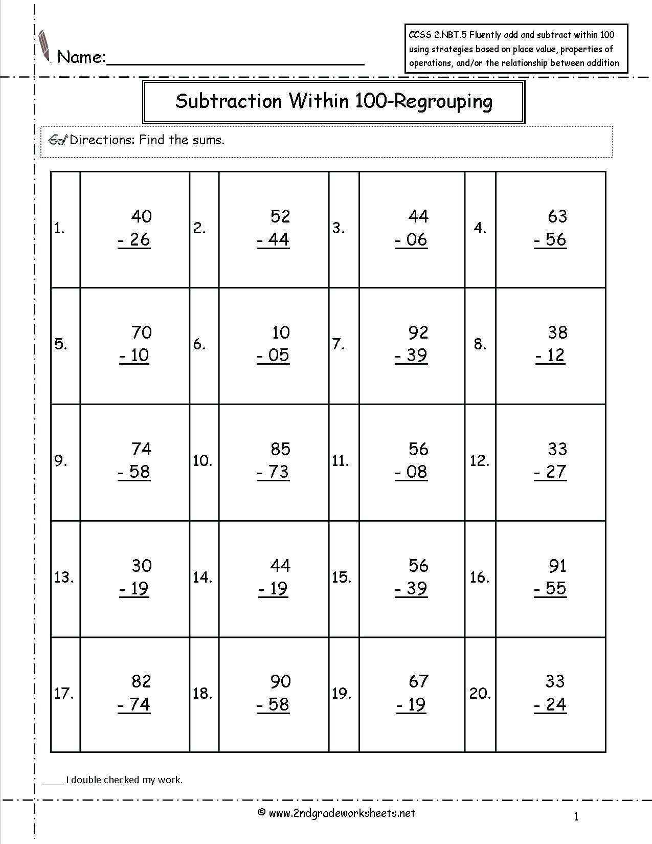 3 Free Math Worksheets Second Grade 2 Addition Adding 2 Single Digit